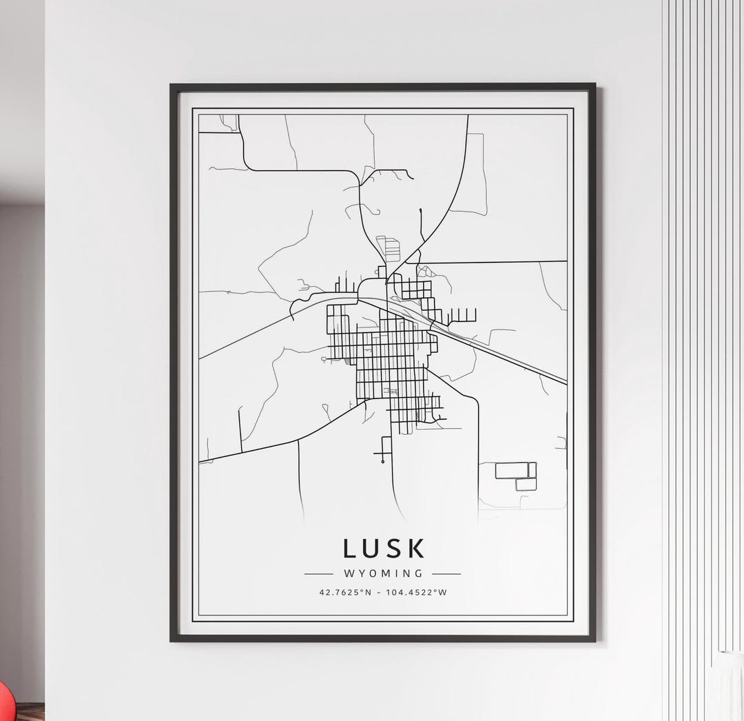 Lusk Wyoming Street Map Print | Acrylic Glass Lusk Map Print | Canvas ...