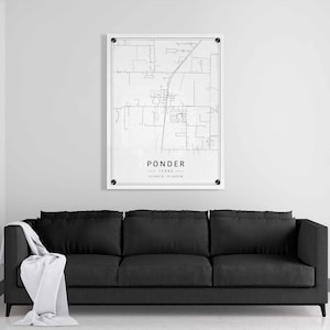 Ponder Texas Street Map Print | Acrylic Ponder City Map Print | Canvas ...