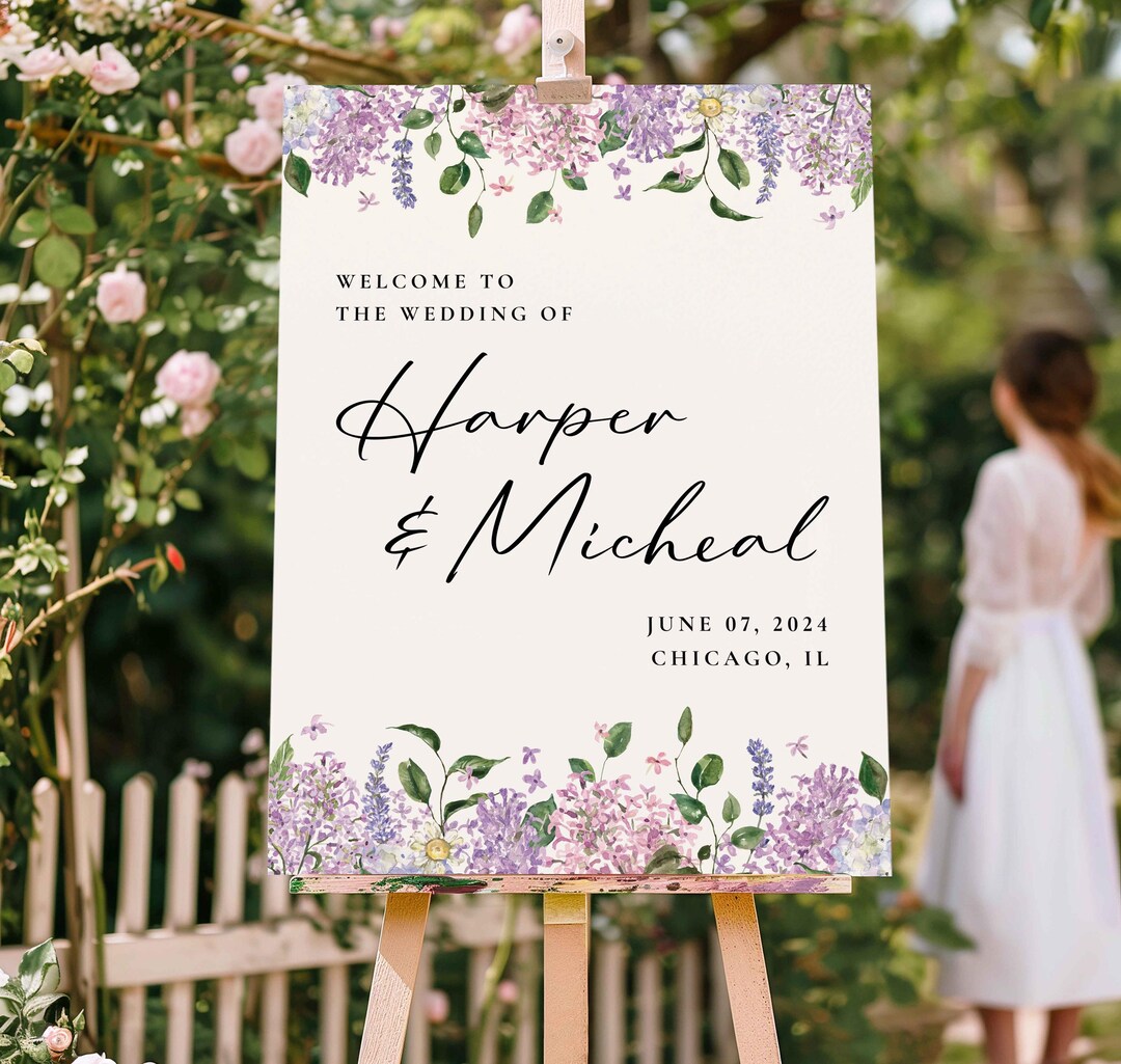 Acrylic Wedding Welcome Sign | Floral Entrance Wedding Sign | Custom ...