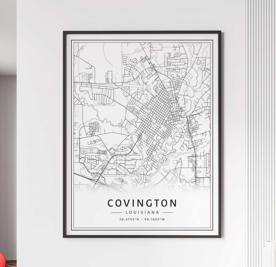 Covington LA Street Map Print | Acrylic Covington City Map Print ...
