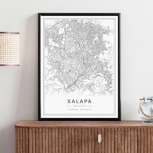 Xalapa Mexico Street Map Print | Acrylic Glass Xalapa City Map Print ...