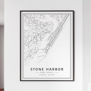 Stone Harbor NJ Street Map Print | Acrylic Glass Stone Harbor Map Print ...
