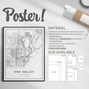 Oro Valley Arizona Street Map Print | Acrylic Oro Valley Map Print ...