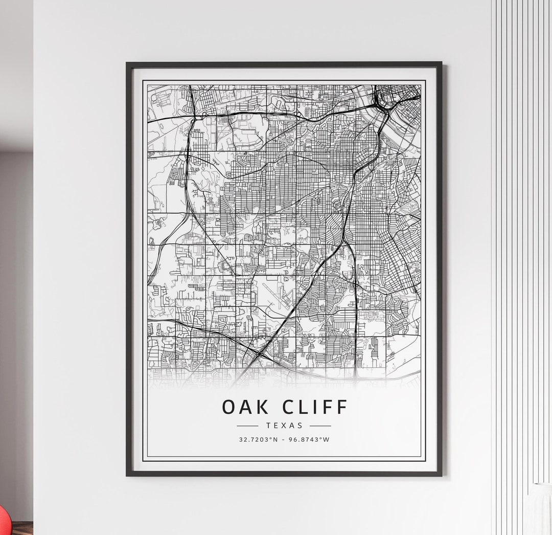 Oak Cliff Texas Street Map Print | Acrylic Oak Cliff City Map Print | Canvas Oak Cliff Road Map ...