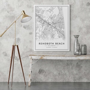 Rehoboth Beach DE Street Map Print | Acrylic Rehoboth Beach Map Print ...
