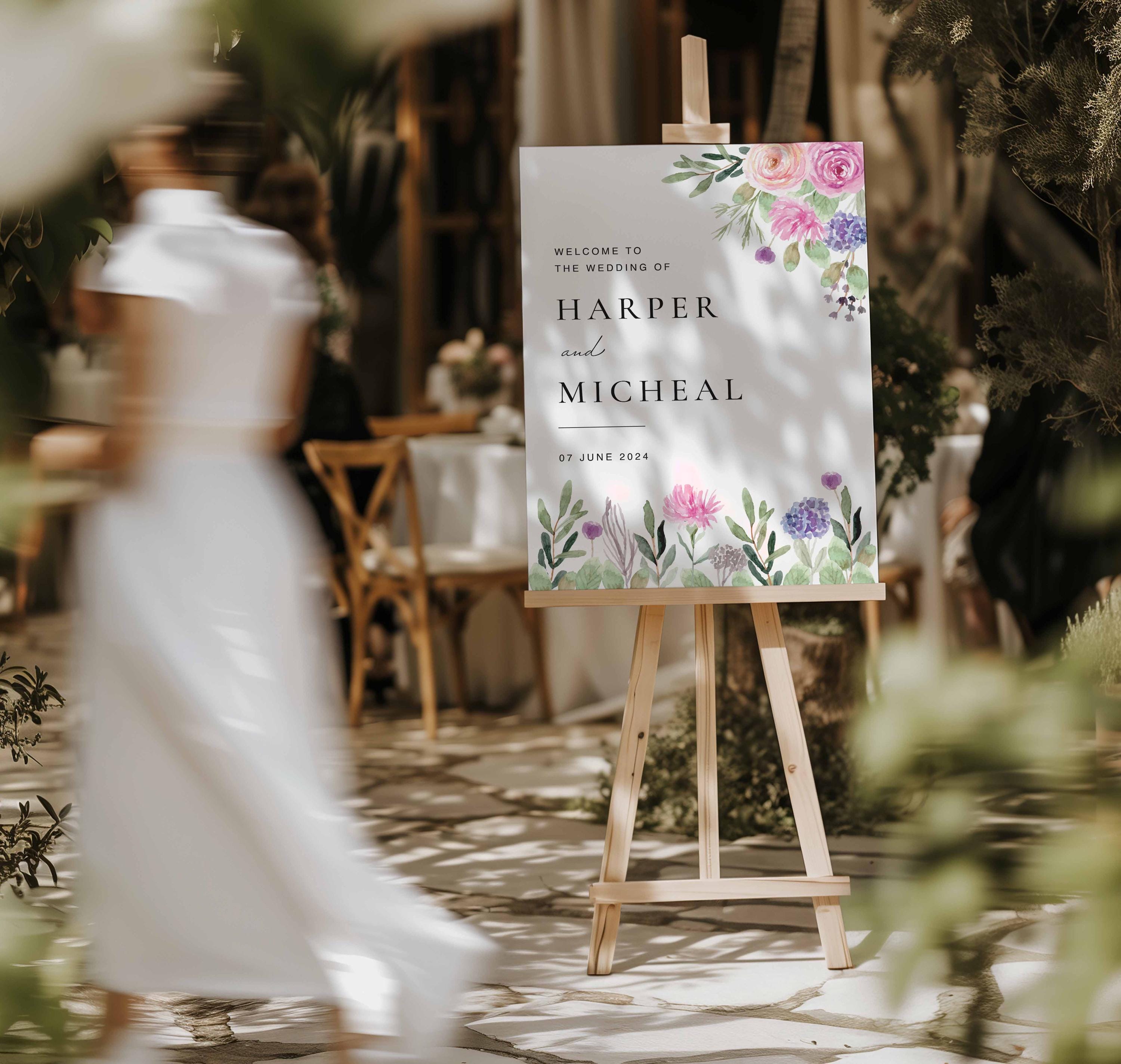Acrylic Wedding Welcome Sign | Floral Entrance Wedding Sign | Custom ...