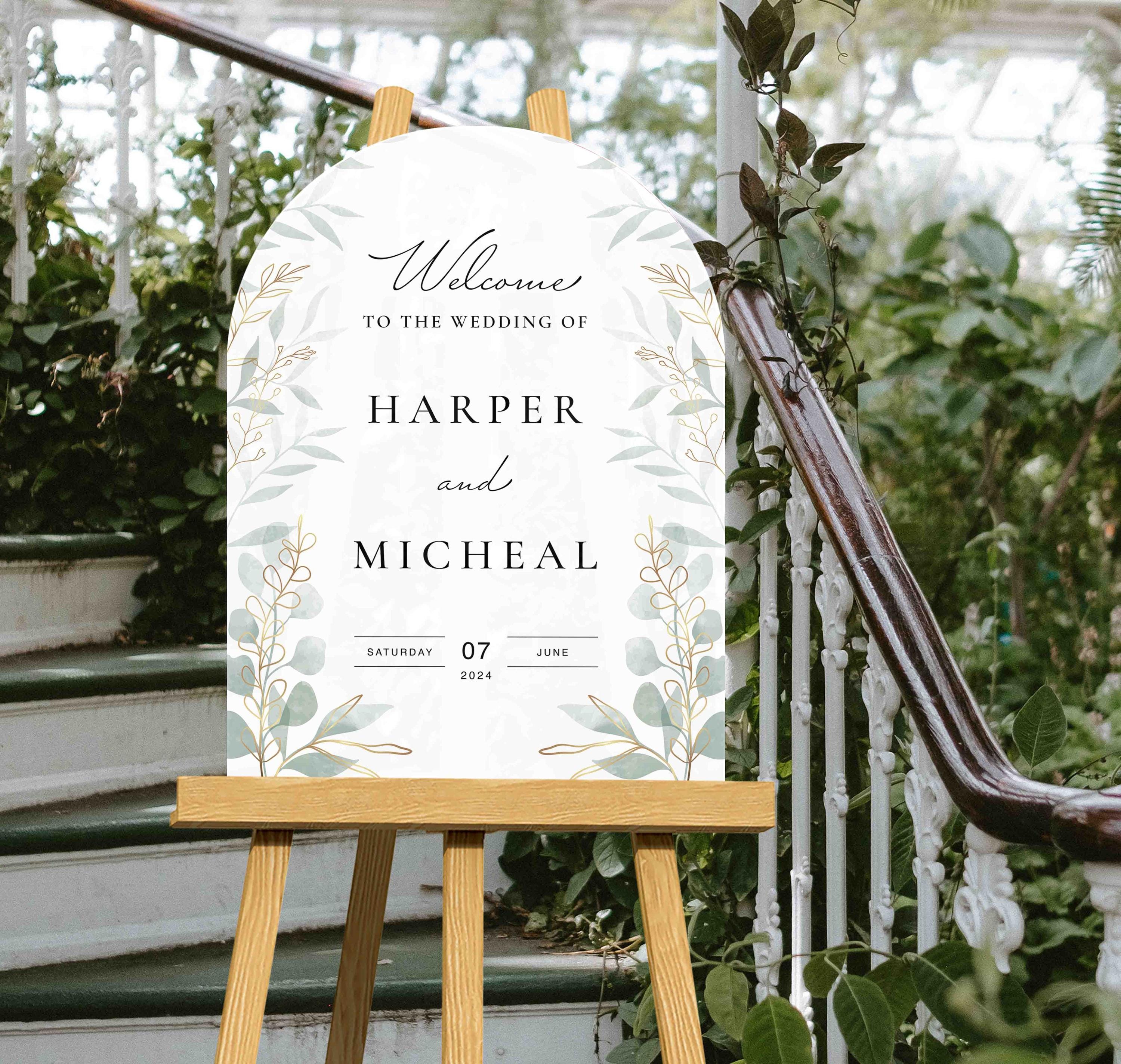 Acrylic Wedding Welcome Sign | Floral Entrance Wedding Sign | Custom ...