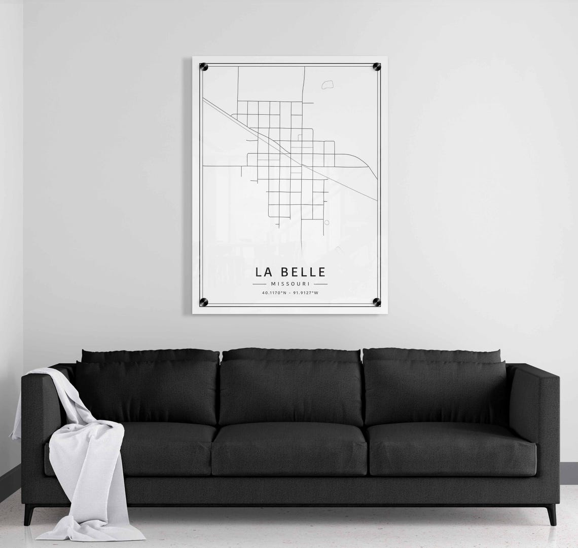 La Belle MO Street Map Print | Acrylic Glass La Belle City Map Print ...
