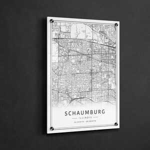 Schaumburg IL Street Map Print | Acrylic Schaumburg Map Print | Canvas ...