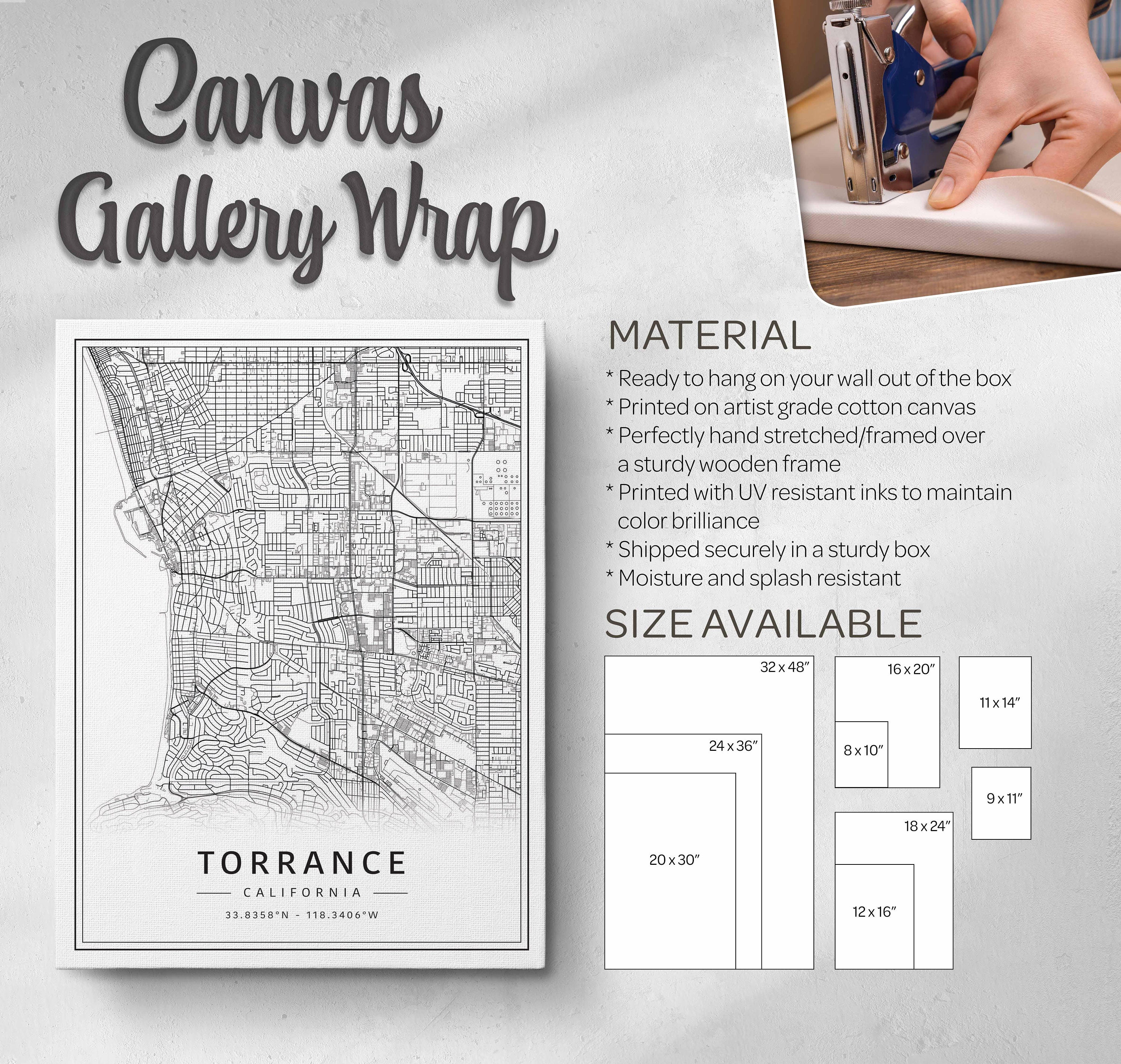 Torrance California Street Map Print Acrylic Glass Torrance City Map ...