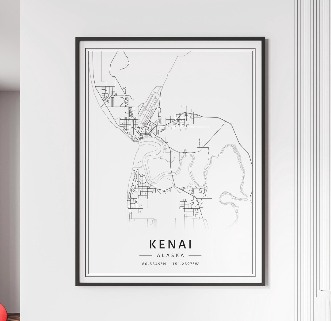 Kenai AK Street Map Print | Acrylic Glass Kenai City Map Print | Canvas ...