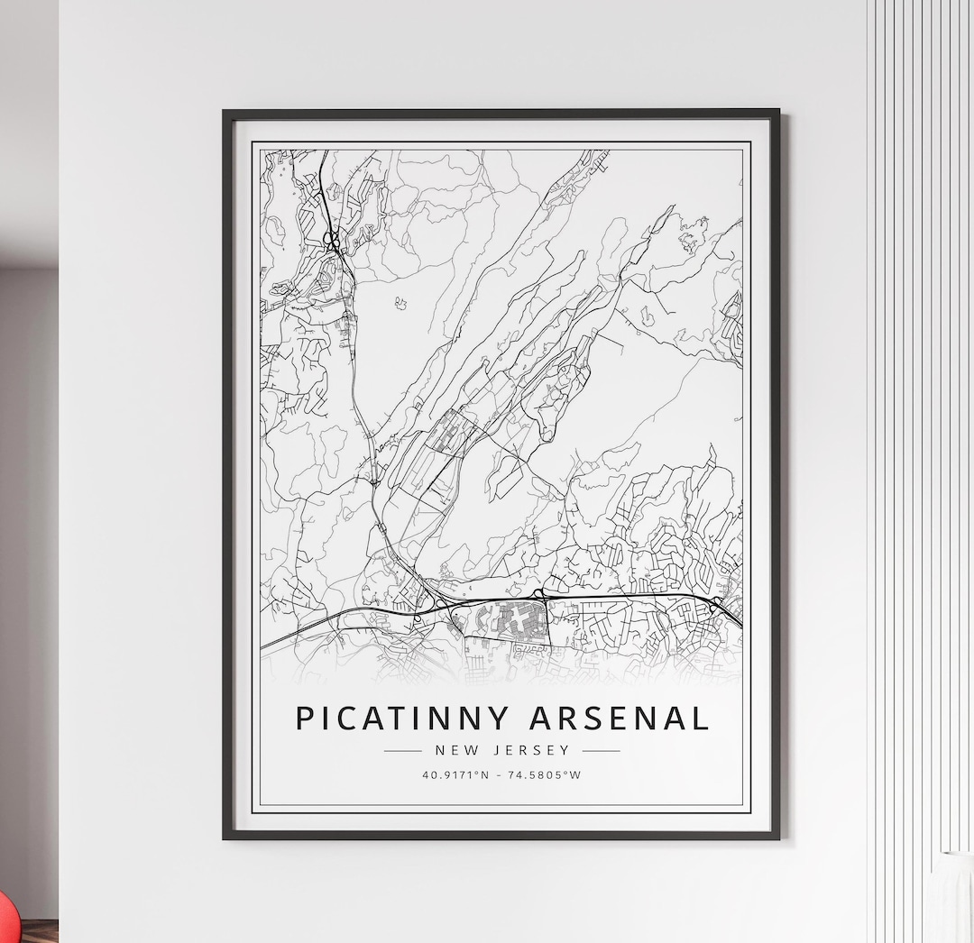 Picatinny Arsenal NJ Street Map Print | Acrylic Glass Picatinny Arsenal ...
