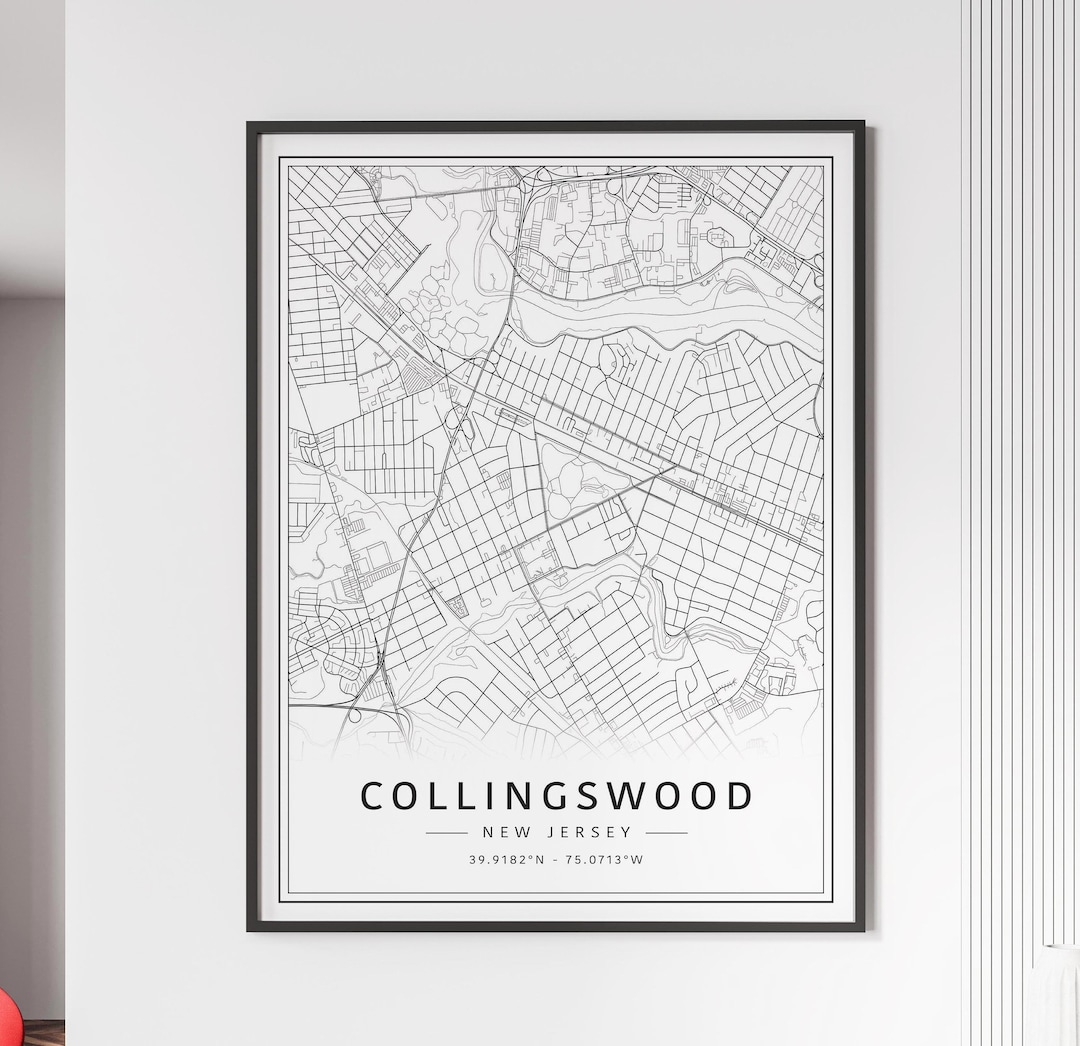Collingswood NJ Street Map Print | Acrylic Glass Collingswood City Map ...