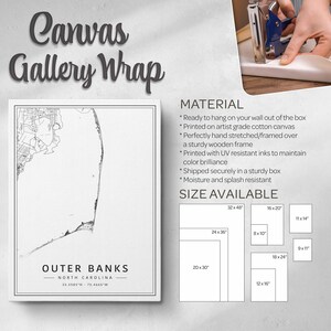 Outer Banks NC Street Map Print | Acrylic Glass Outer Banks City Map ...