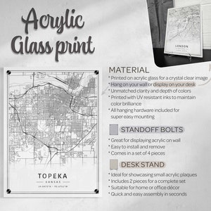 Topeka Kansas Street Map Print | Acrylic Topeka City Map Print | Canvas ...