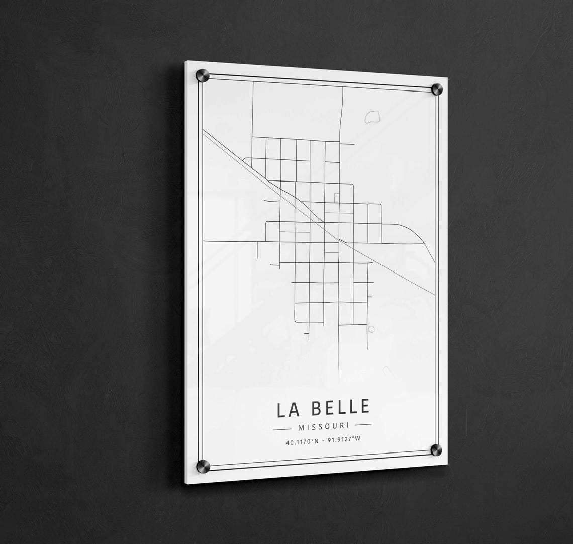La Belle MO Street Map Print | Acrylic Glass La Belle City Map Print ...