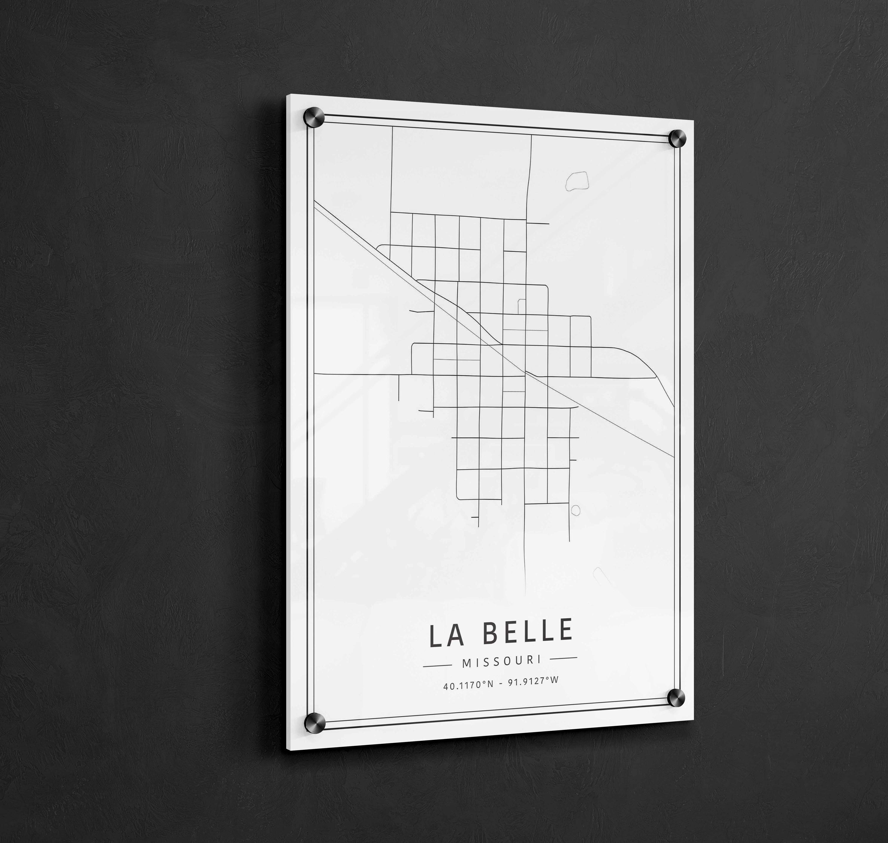 La Belle MO Street Map Print | Acrylic Glass La Belle City Map Print ...