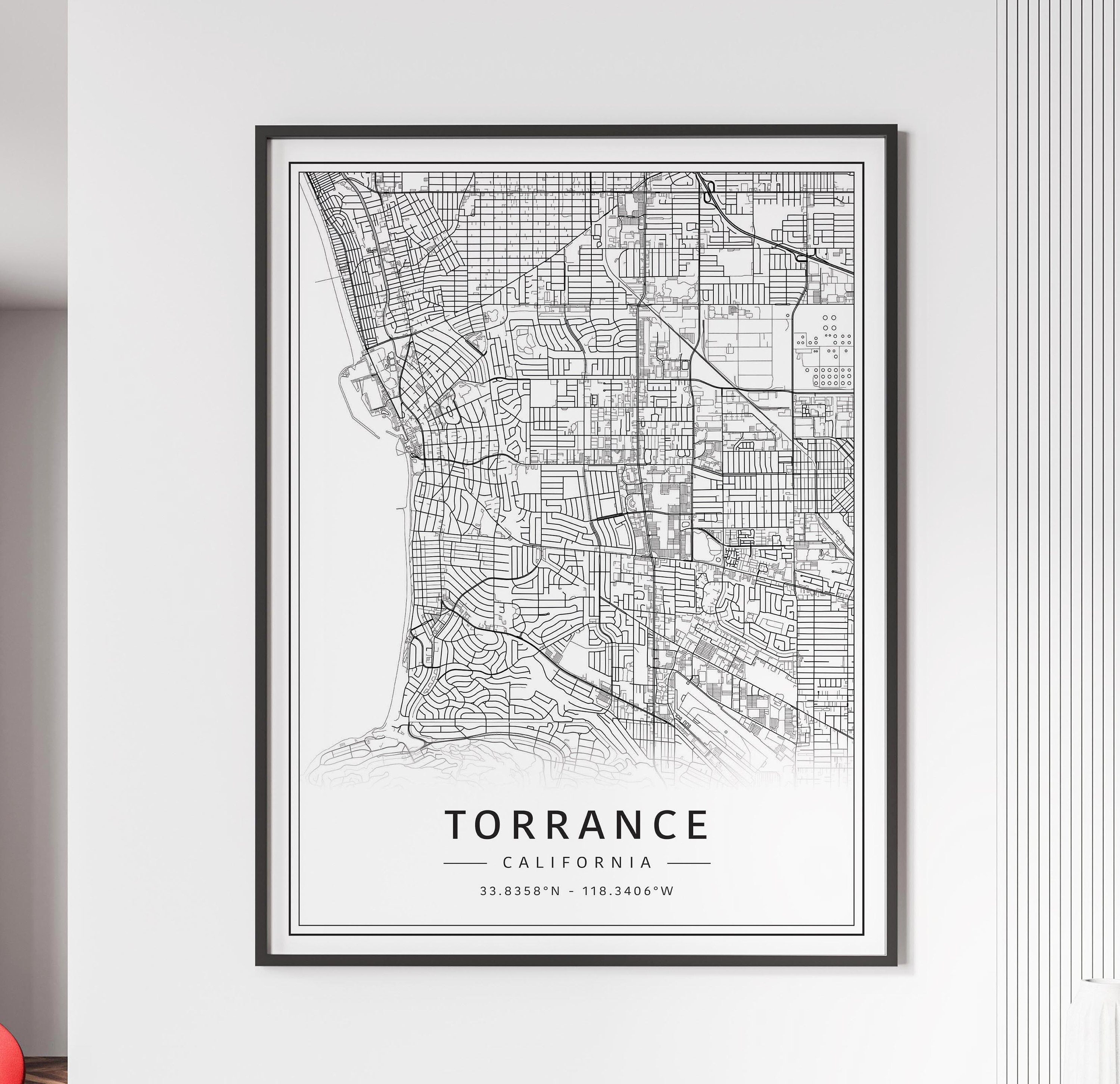 Torrance California Street Map Print Acrylic Glass Torrance City Map ...