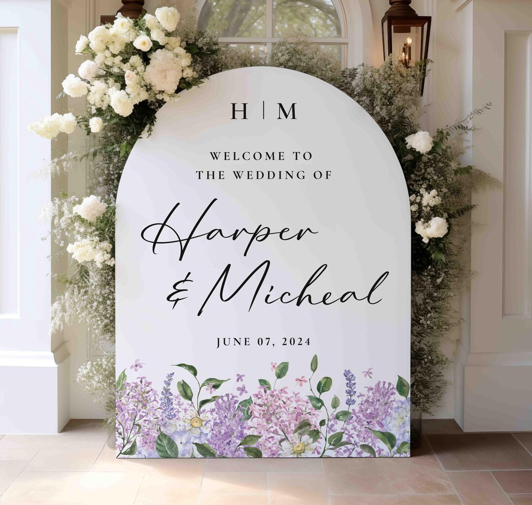 Acrylic Wedding Welcome Sign Floral Entrance Wedding Sign Custom ...