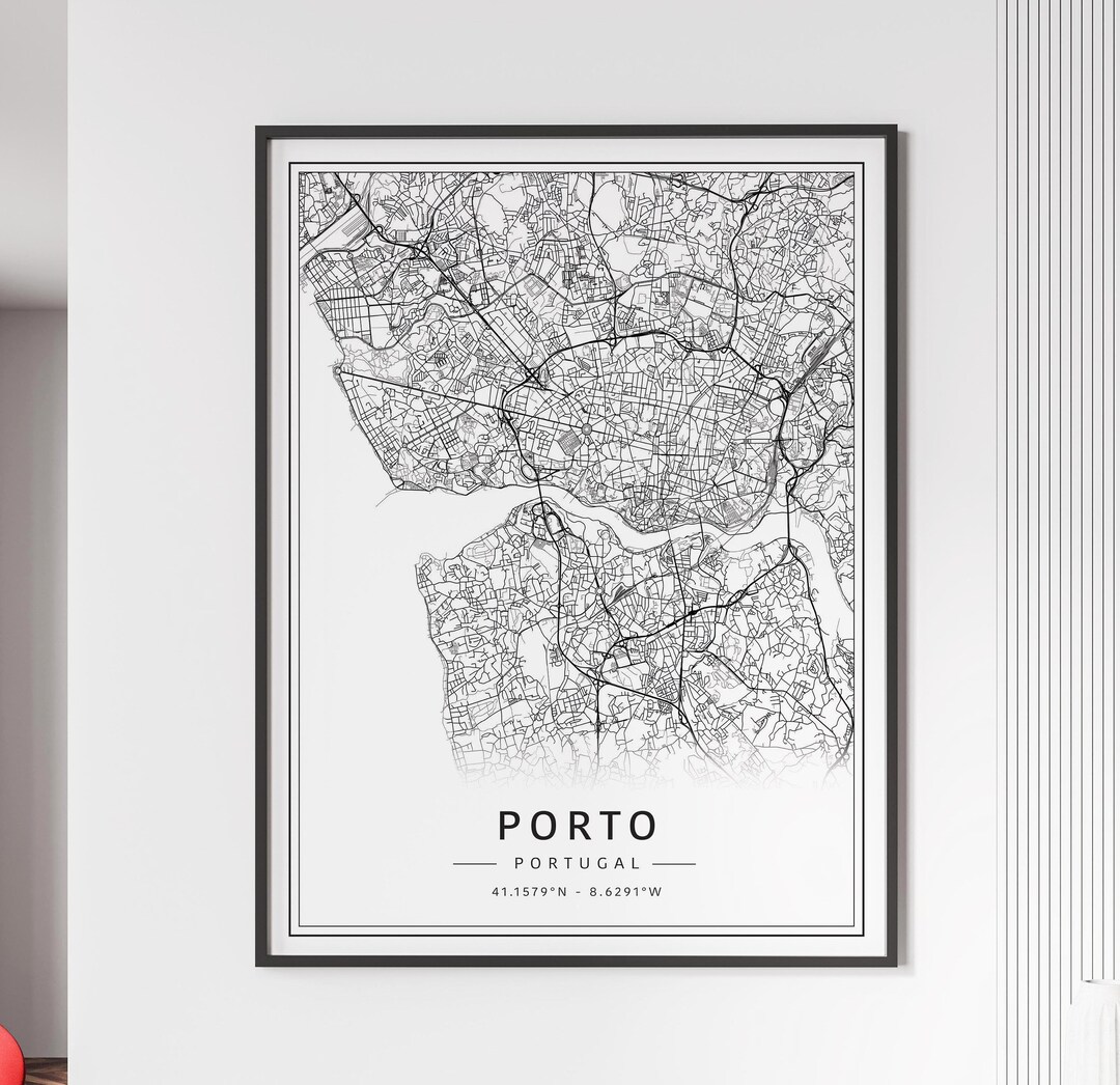 Porto Portugal Street Map Print | Acrylic Glass Porto City Map | Canvas ...