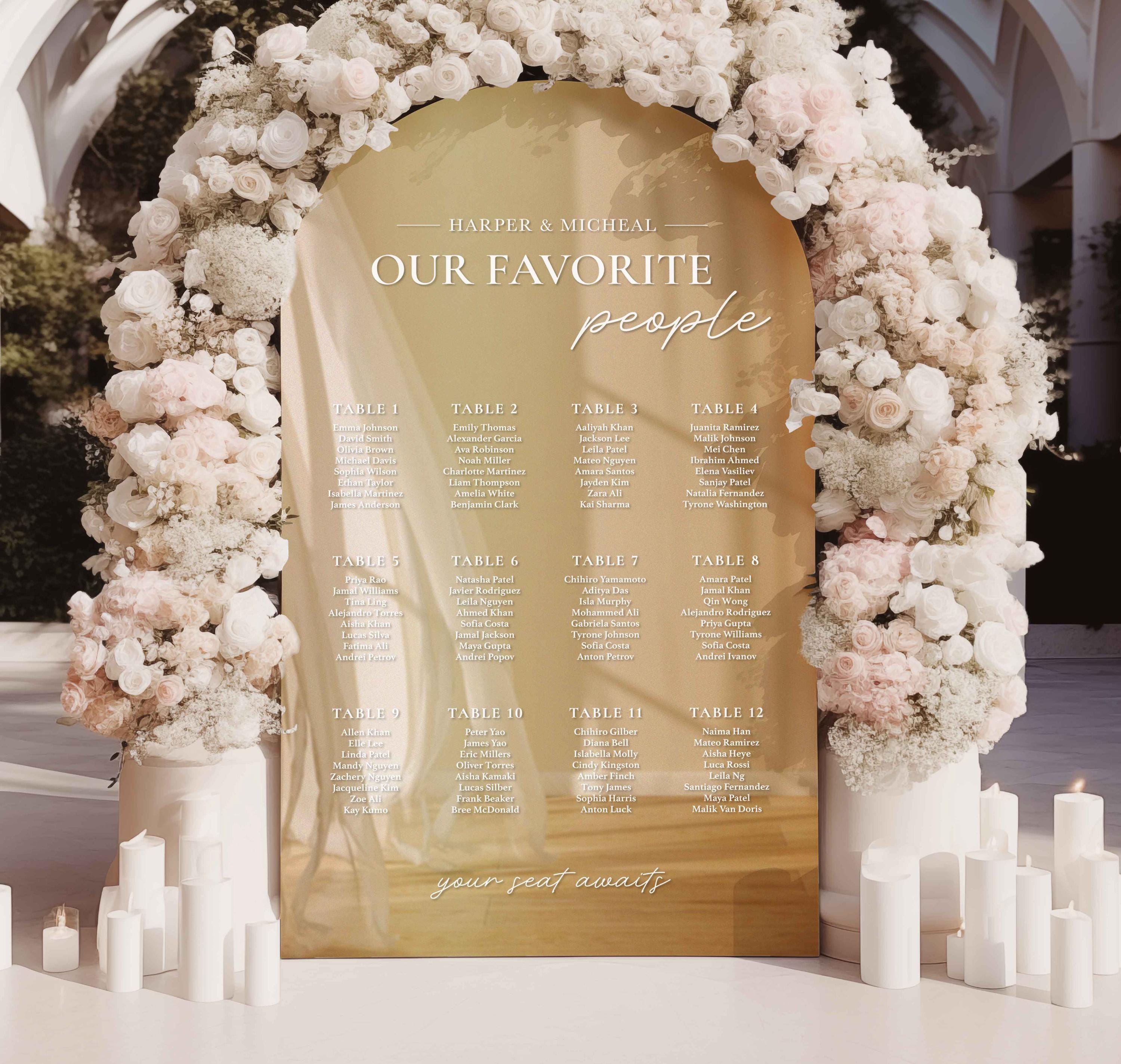 Gold Acrylic Wedding Sign | Gold Table Seating Chart | Gold Custom ...