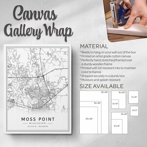 Moss Point MS Street Map Print | Acrylic Glass Moss Point City Map ...