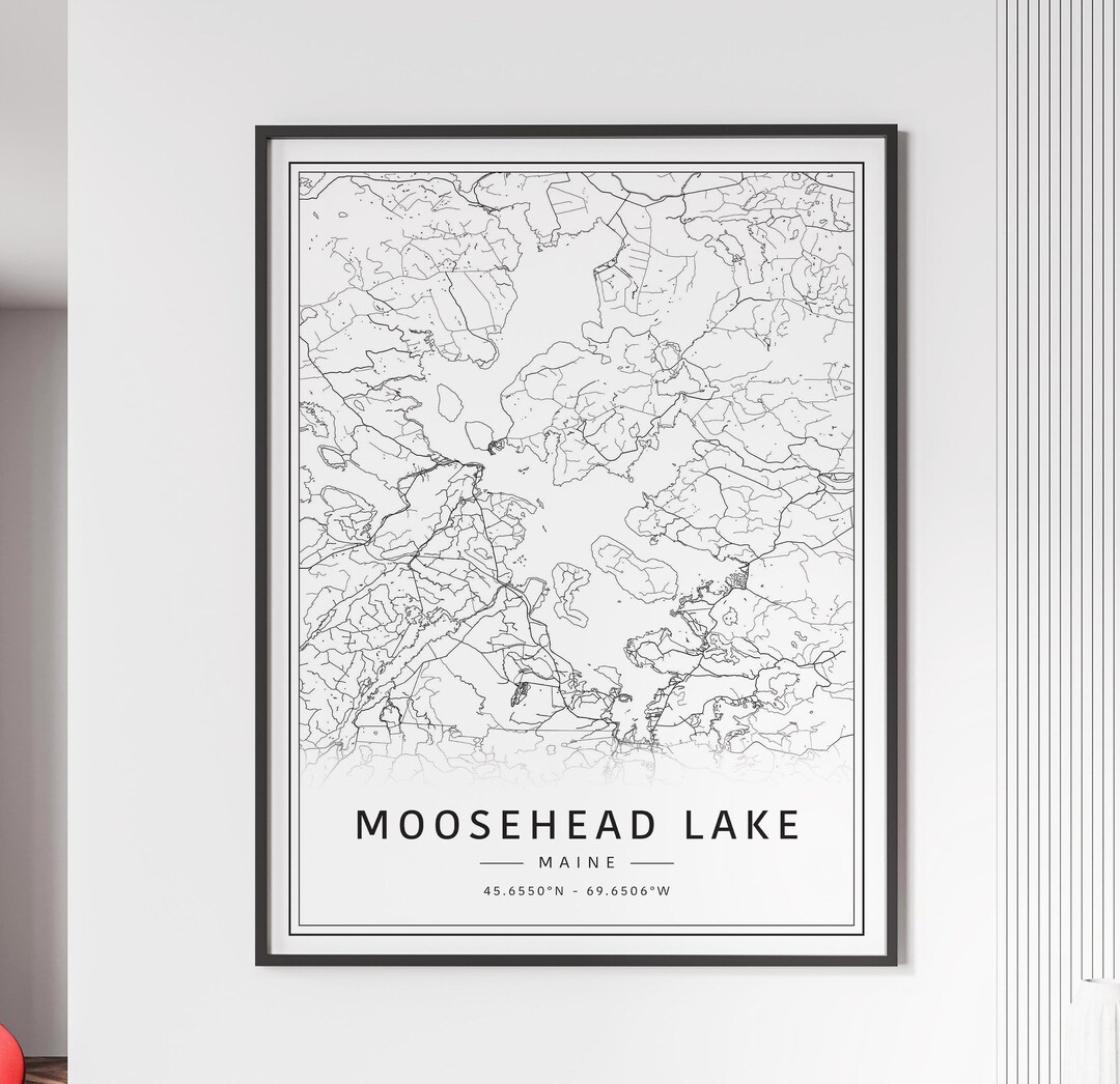Moosehead Lake Street Map Print | Acrylic Glass Moosehead Lake Map ...