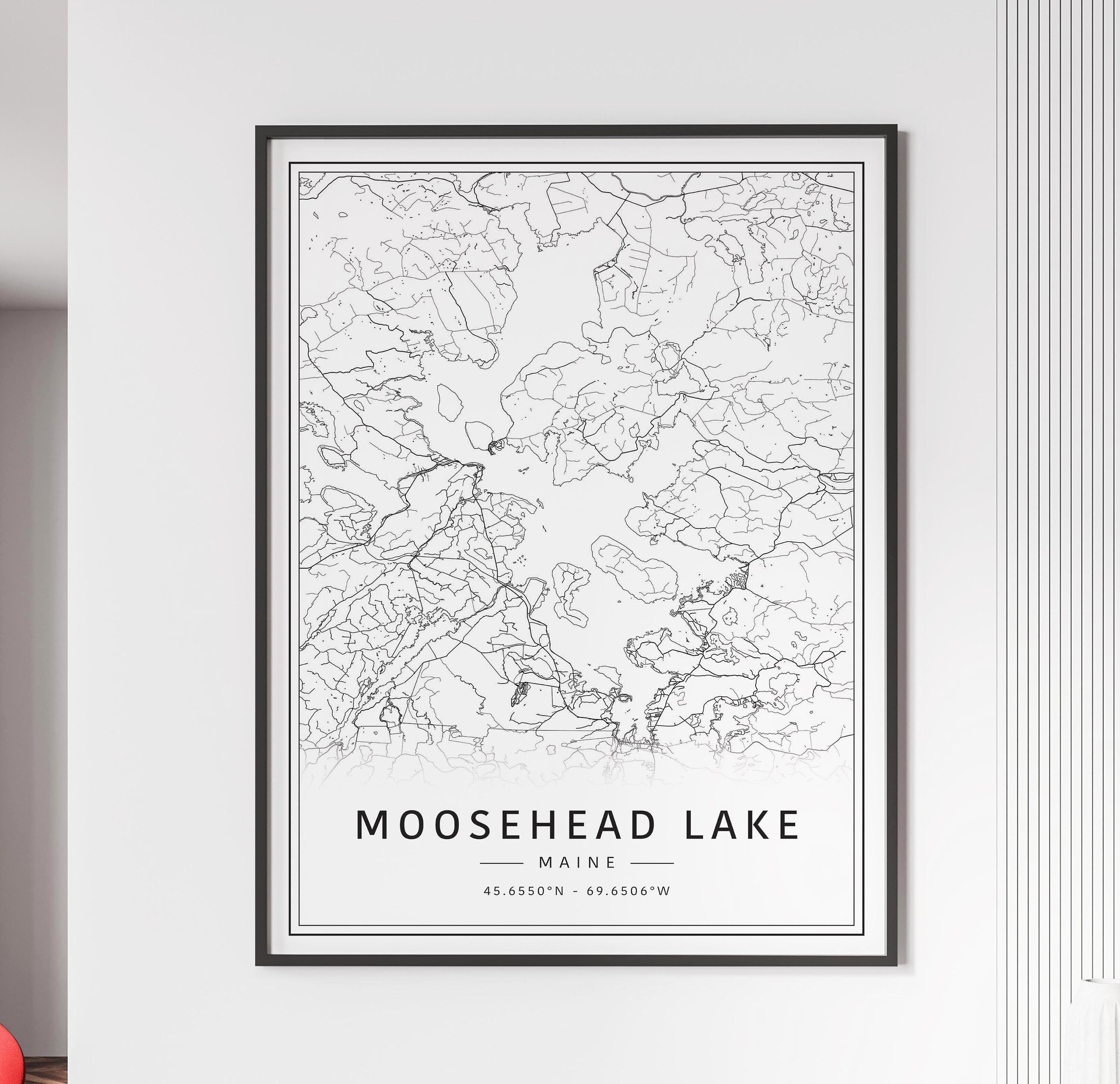 Moosehead Lake Street Map Print | Acrylic Glass Moosehead Lake Map ...