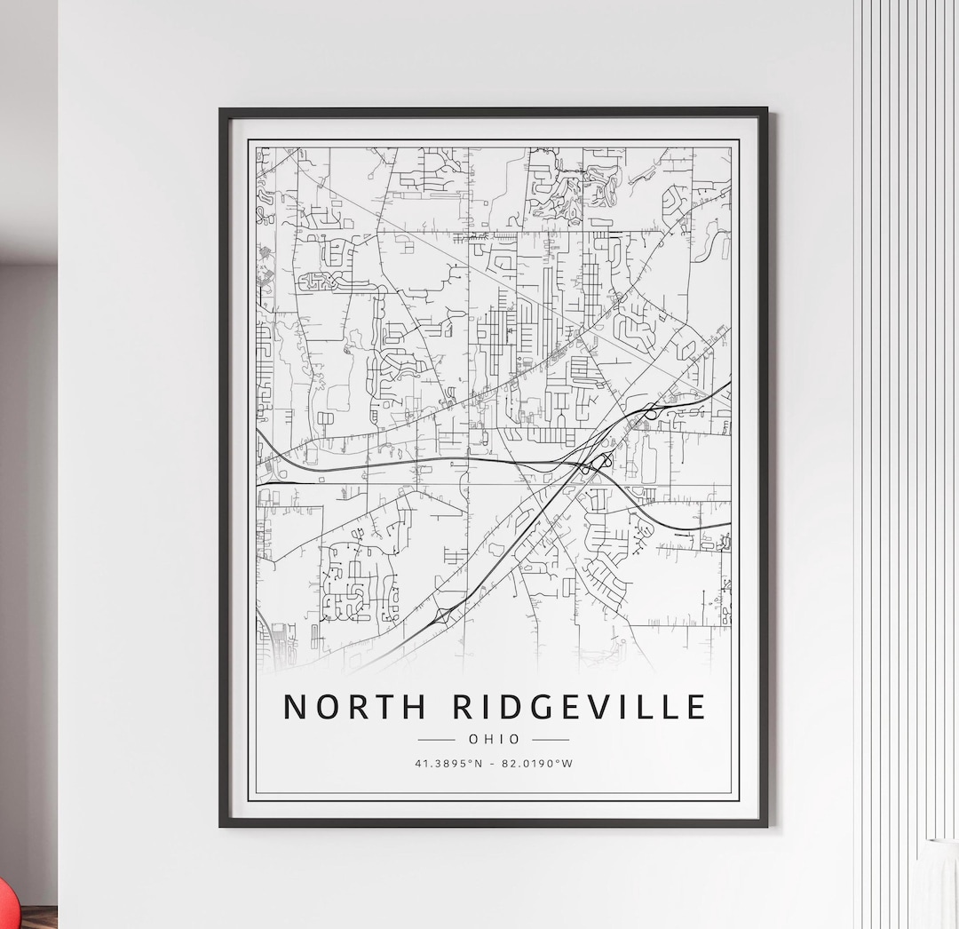 North Ridgeville OH Street Map Print | Acrylic Glass North Ridgeville ...