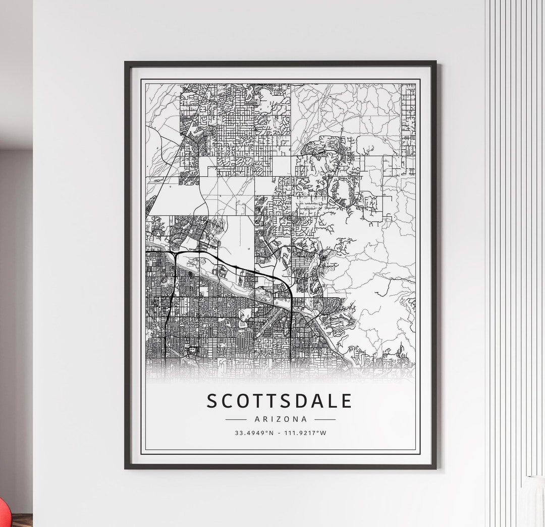 Scottsdale Arizona Street Map Print | Acrylic Scottsdale City Map Print ...