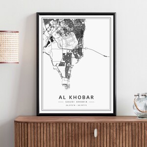 Al Khobar Street Map Print | Acrylic Glass Al Khobar City Map Print ...