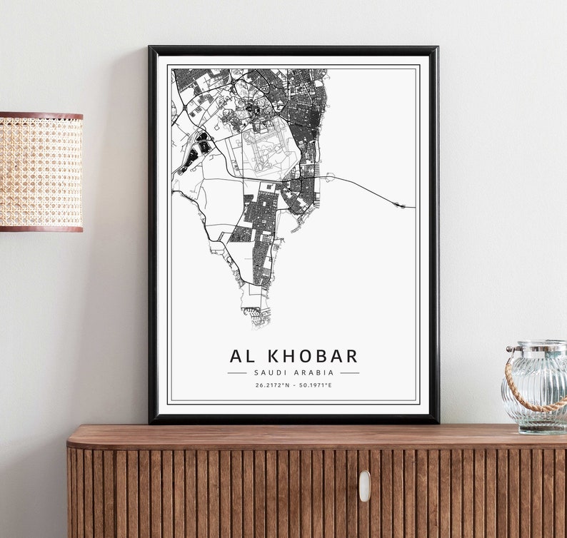 Al Khobar Street Map Print | Acrylic Glass Al Khobar City Map Print ...