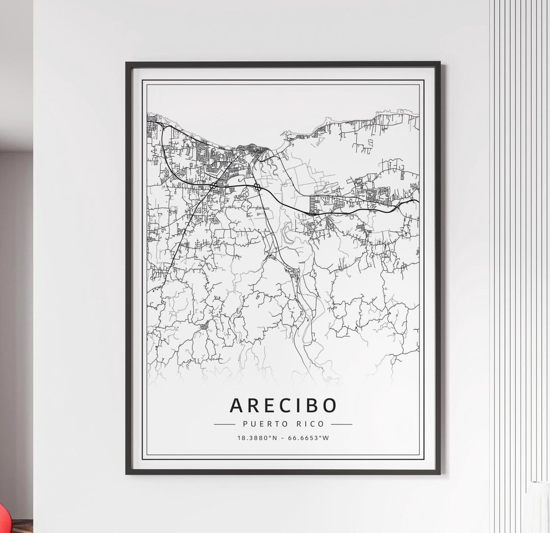 Arecibo PR Street Map Print | Acrylic Glass Arecibo City Map Print ...