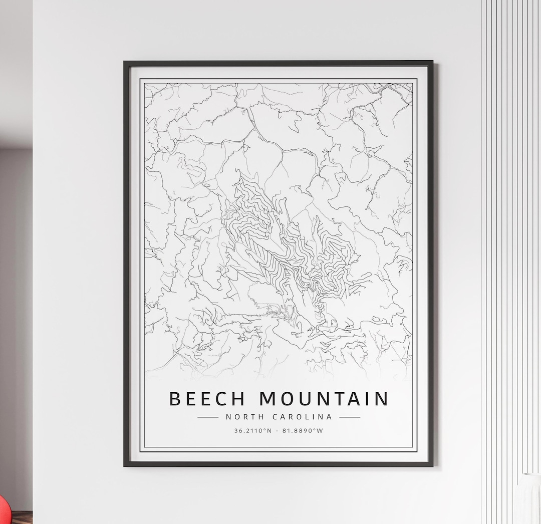 Beech Mountain NC Street Map Print | Acrylic Glass Beech Mountain City ...