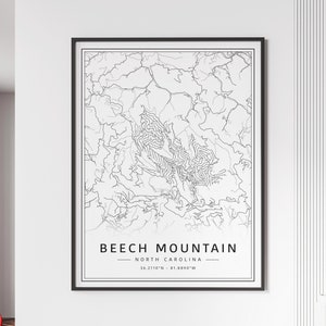 Beech Mountain NC Street Map Print | Acrylic Glass Beech Mountain City ...