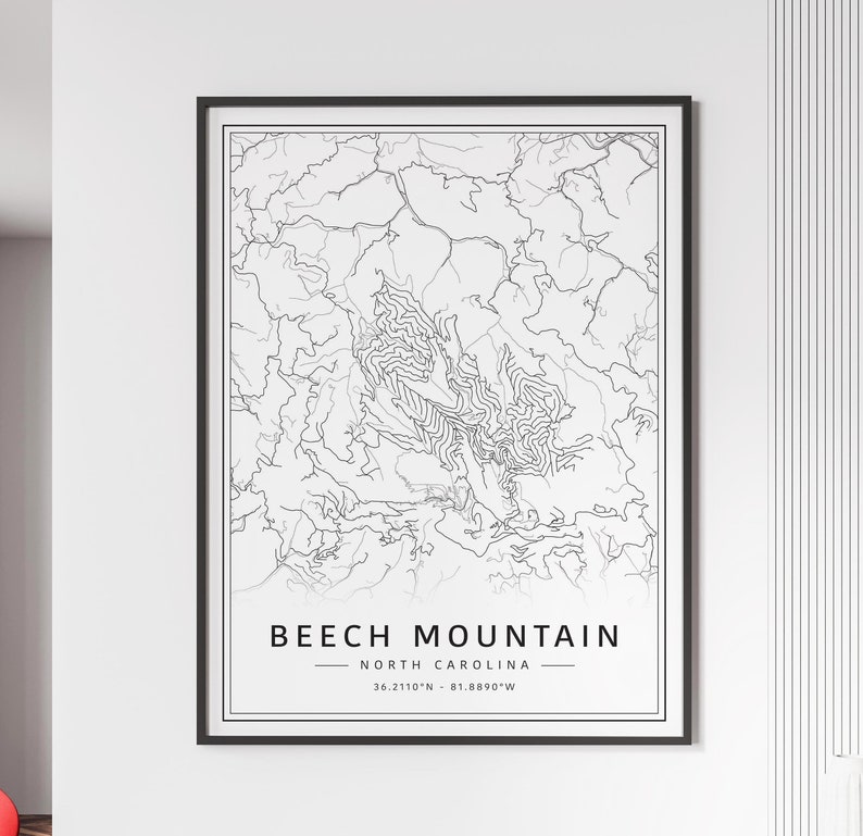 Beech Mountain NC Street Map Print Acrylic Glass Beech Mountain City ...