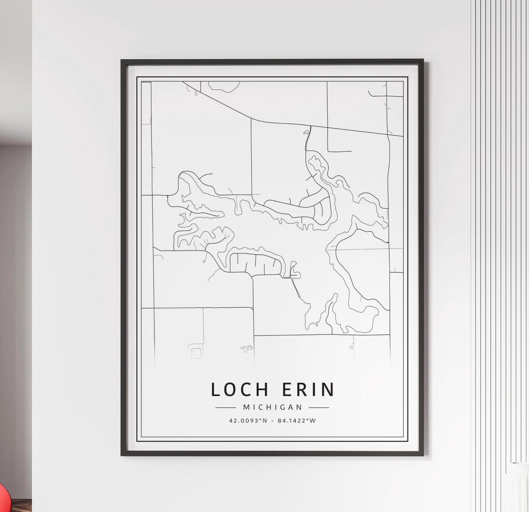 Loch Erin Michigan Street Map Print | Acrylic Glass Loch Erin Map Print ...
