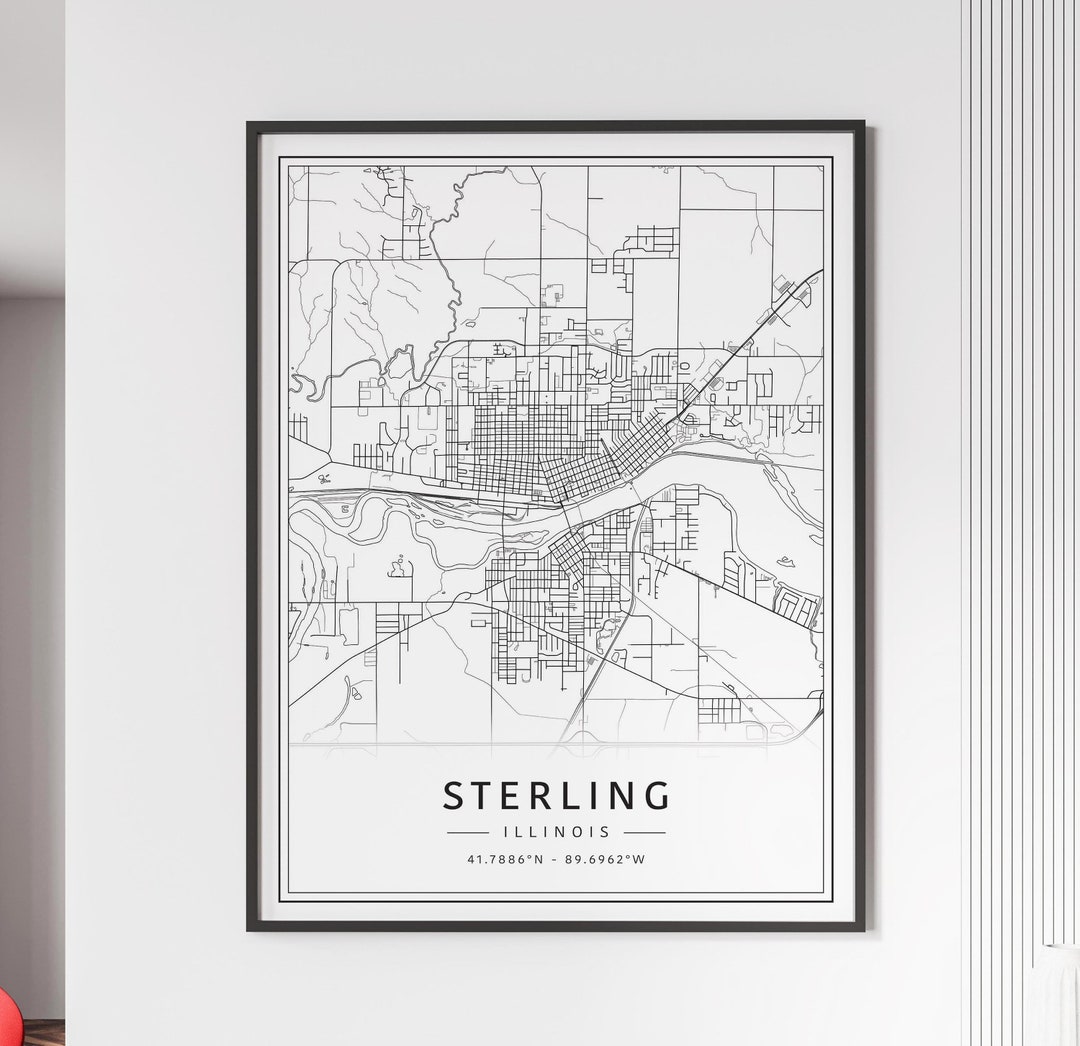Sterling IL Street Map Print | Acrylic Sterling City Map Print | Canvas ...