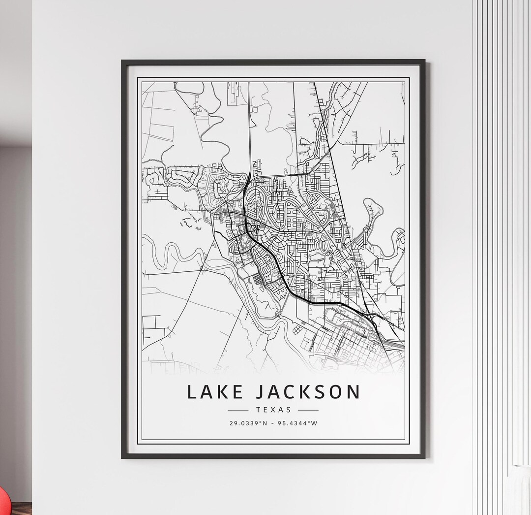 Lake Jackson TX Street Map Print | Acrylic Lake Jackson City Map Print ...