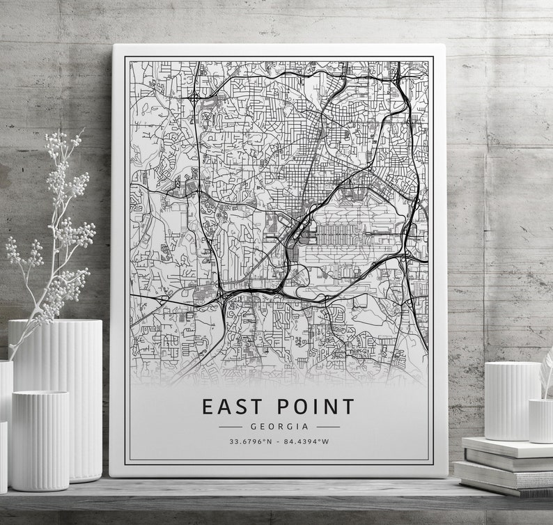 East Point GA Street Map Print | Acrylic East Point City Map Print ...