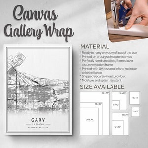 Gary Indiana Street Map Print | Acrylic Gary City Map Print | Canvas ...