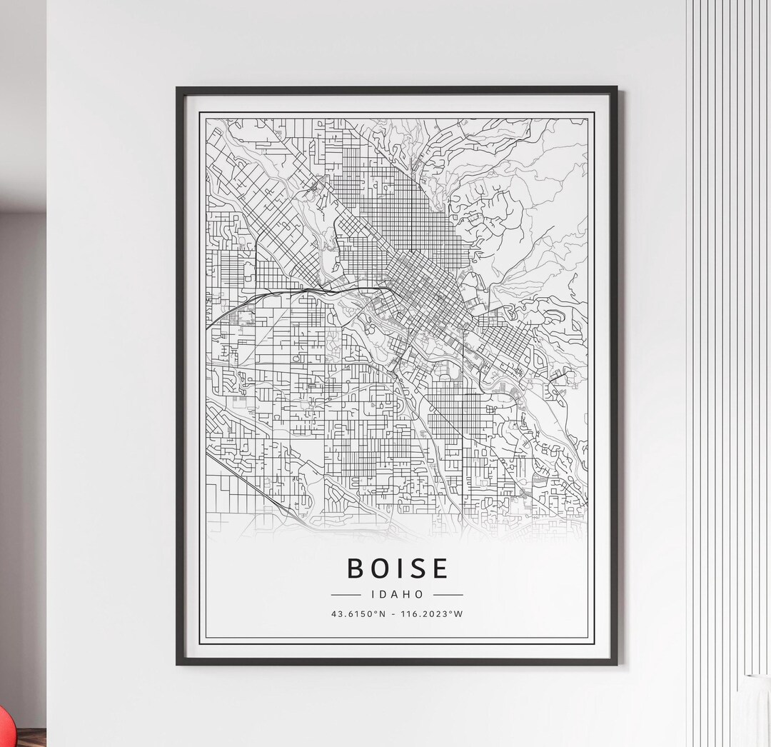 Boise Idaho Street Map Print | Acrylic Glass Boise City Map Print ...