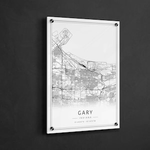 Gary Indiana Street Map Print | Acrylic Gary City Map Print | Canvas ...