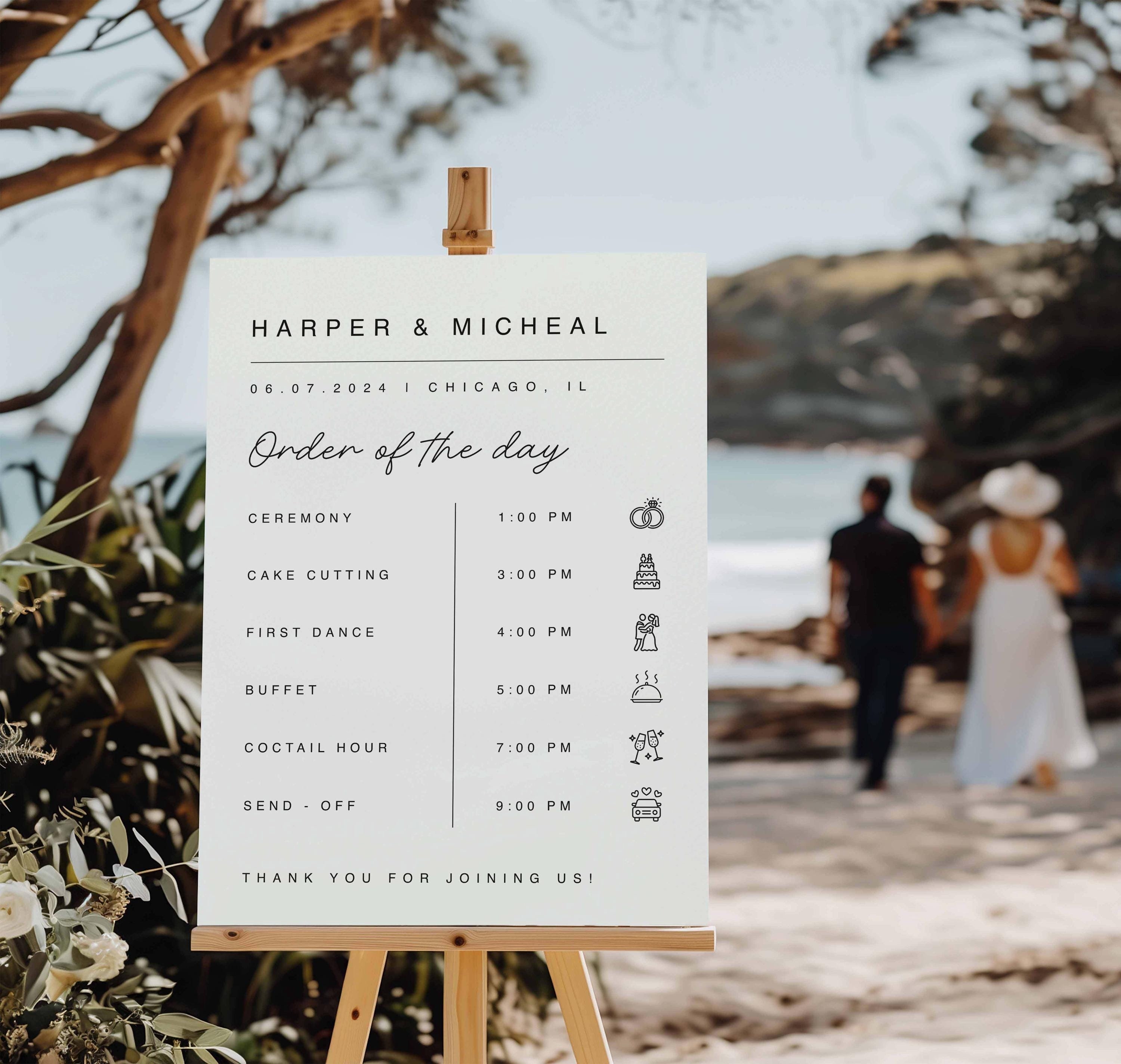 Order of the Day Wedding Sign Order of Events Sign Custom Wedding ...