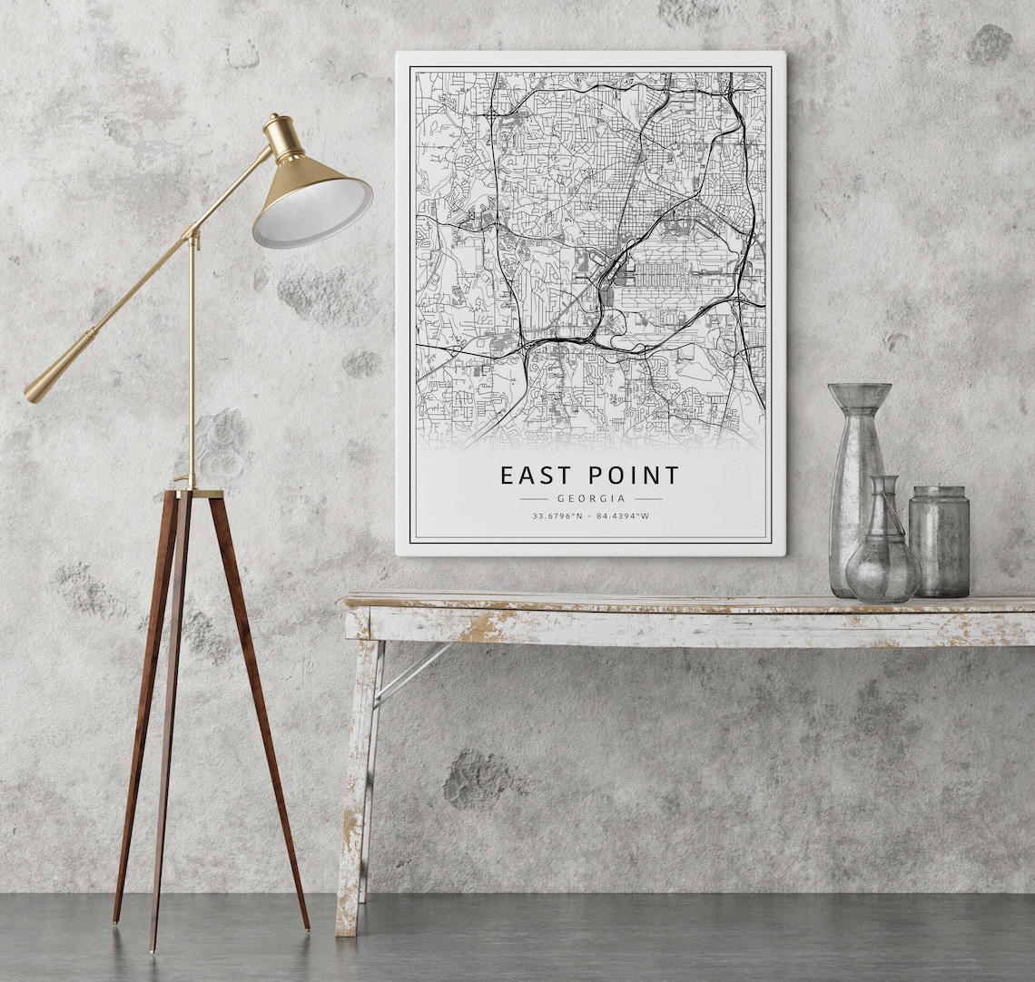 East Point GA Street Map Print Acrylic East Point City Map Print Canvas ...