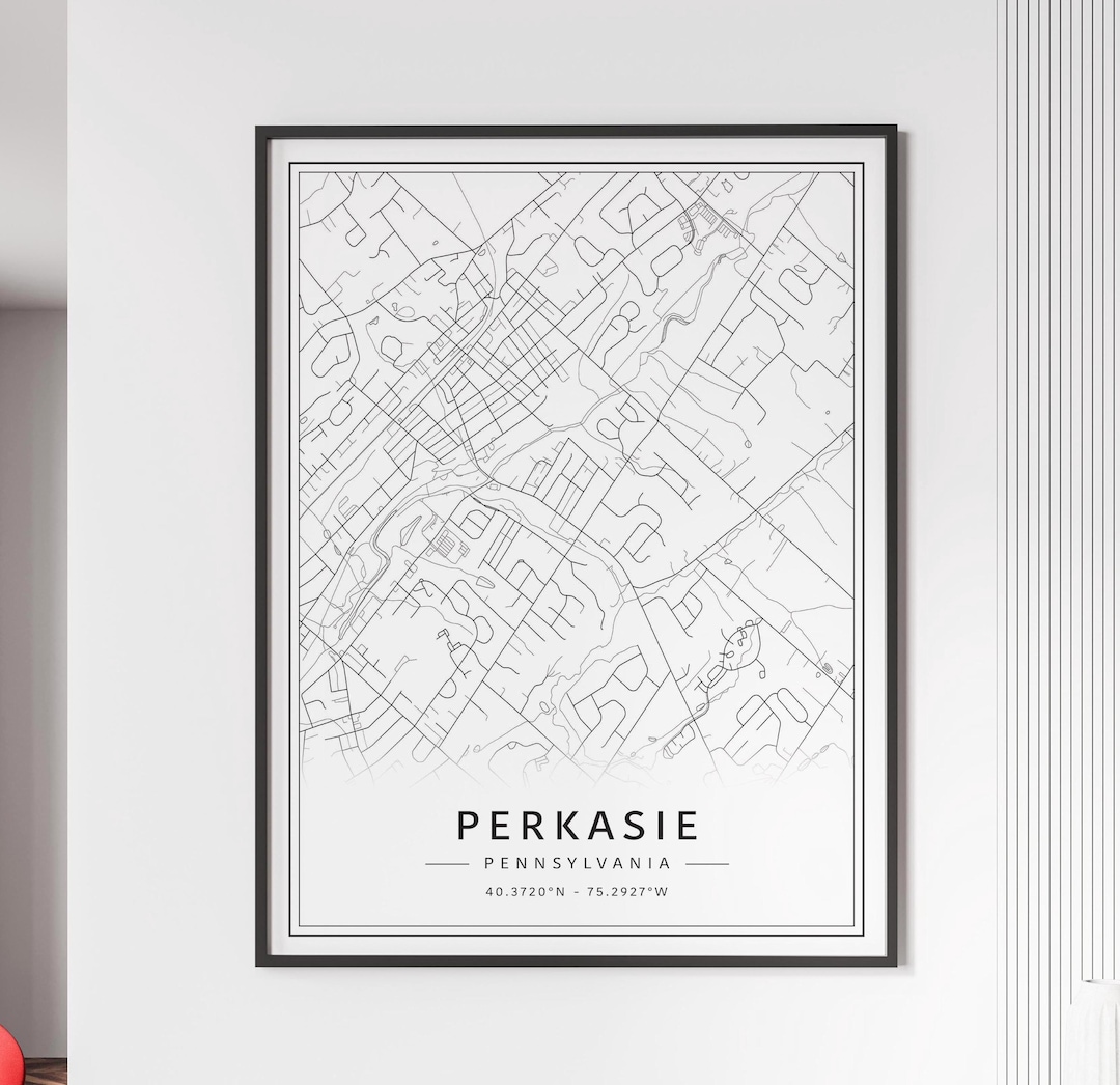 Perkasie PA Street Map Print | Acrylic Glass Perkasie Map Print ...