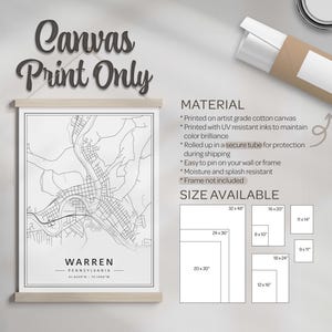 Warren PA Street Map Print | Acrylic Glass Warren Map Print | Canvas ...