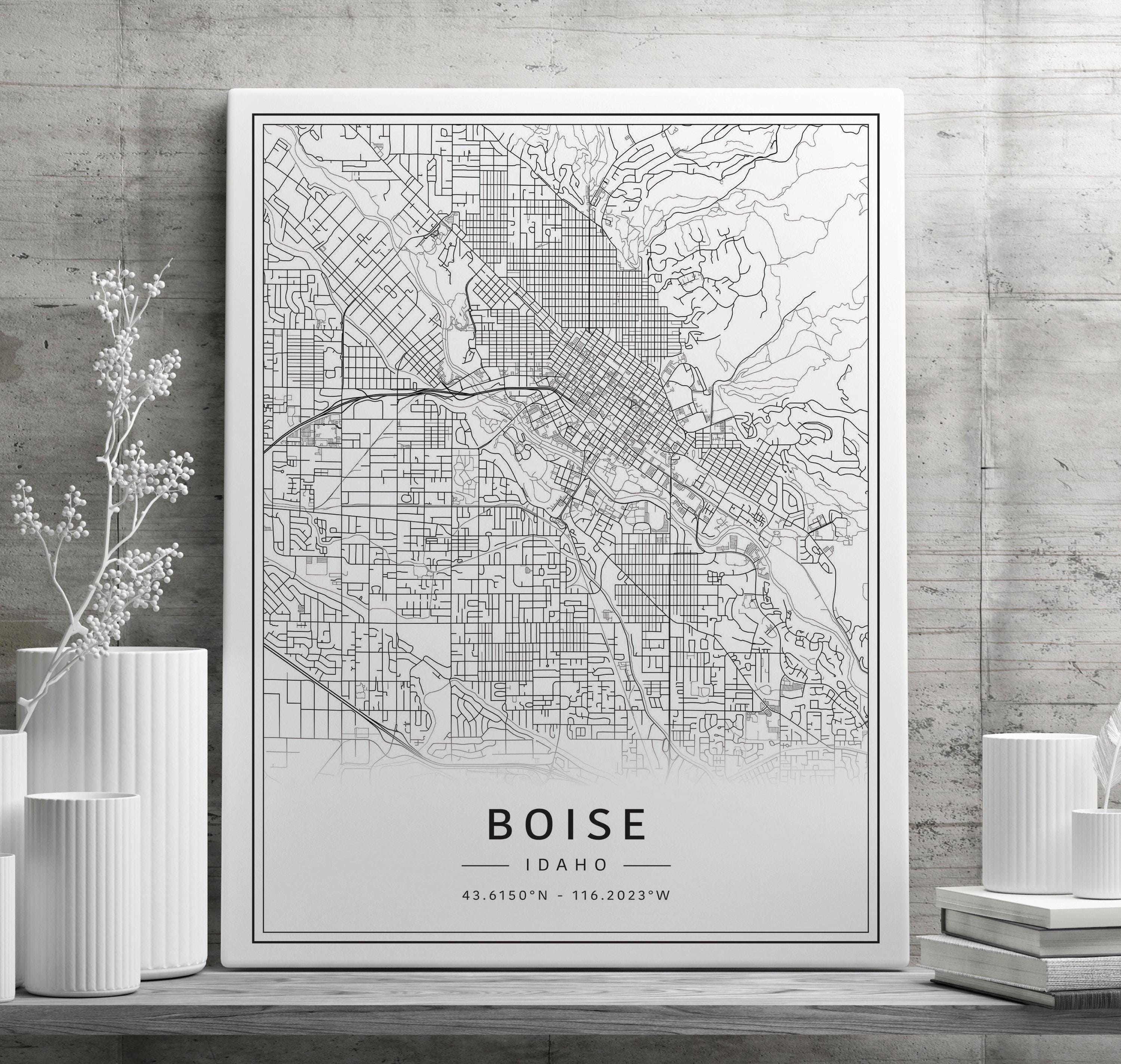 Boise Idaho Street Map Print | Acrylic Glass Boise City Map Print ...