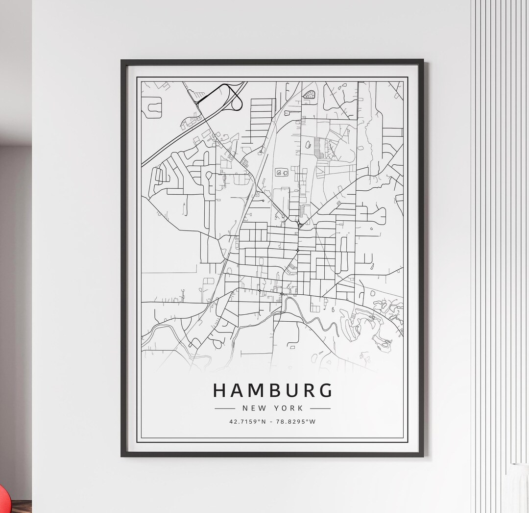 Hamburg NY Street Map Print | Acrylic Glass Hamburg City Map Print | Canvas Hamburg Road Map ...