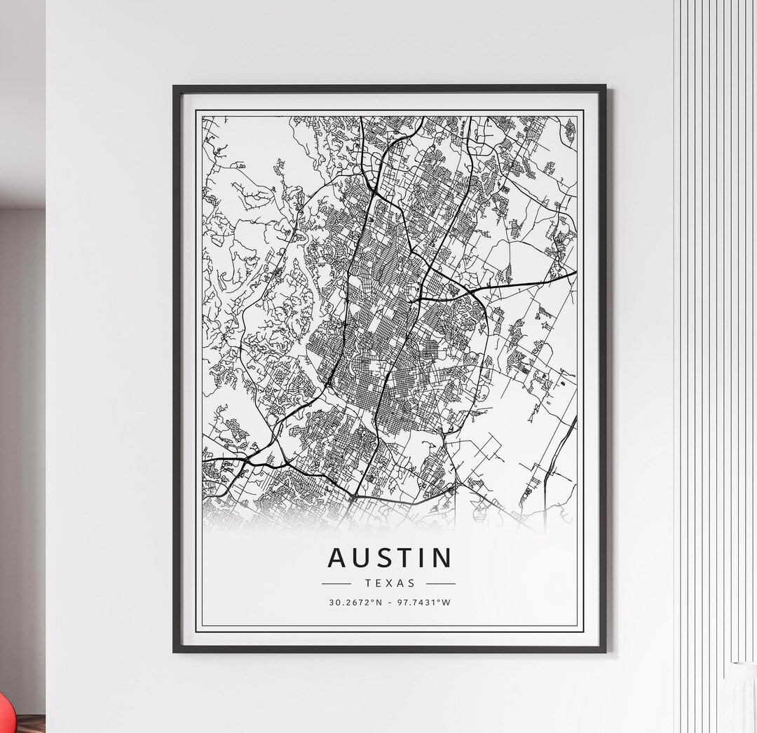 Austin Texas Street Map Print | Acrylic Glass Austin City Map Print ...